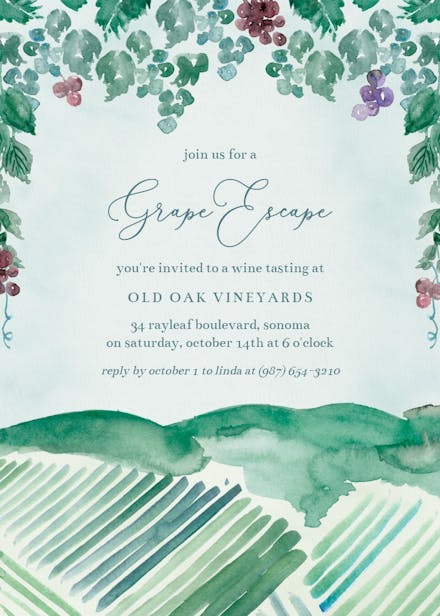 Grape Escape - Party Invitation Template (Free) | Greetings Island
